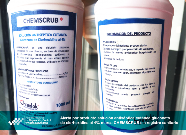 Alerta por producto solución antiséptica cutánea gluconato de ...