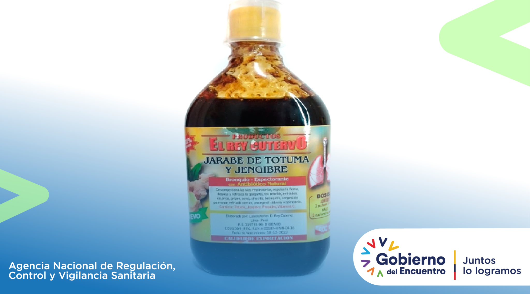 Alerta por venta de producto JARABE DE TOTUMA Y JENGIBRE «EL REY ...